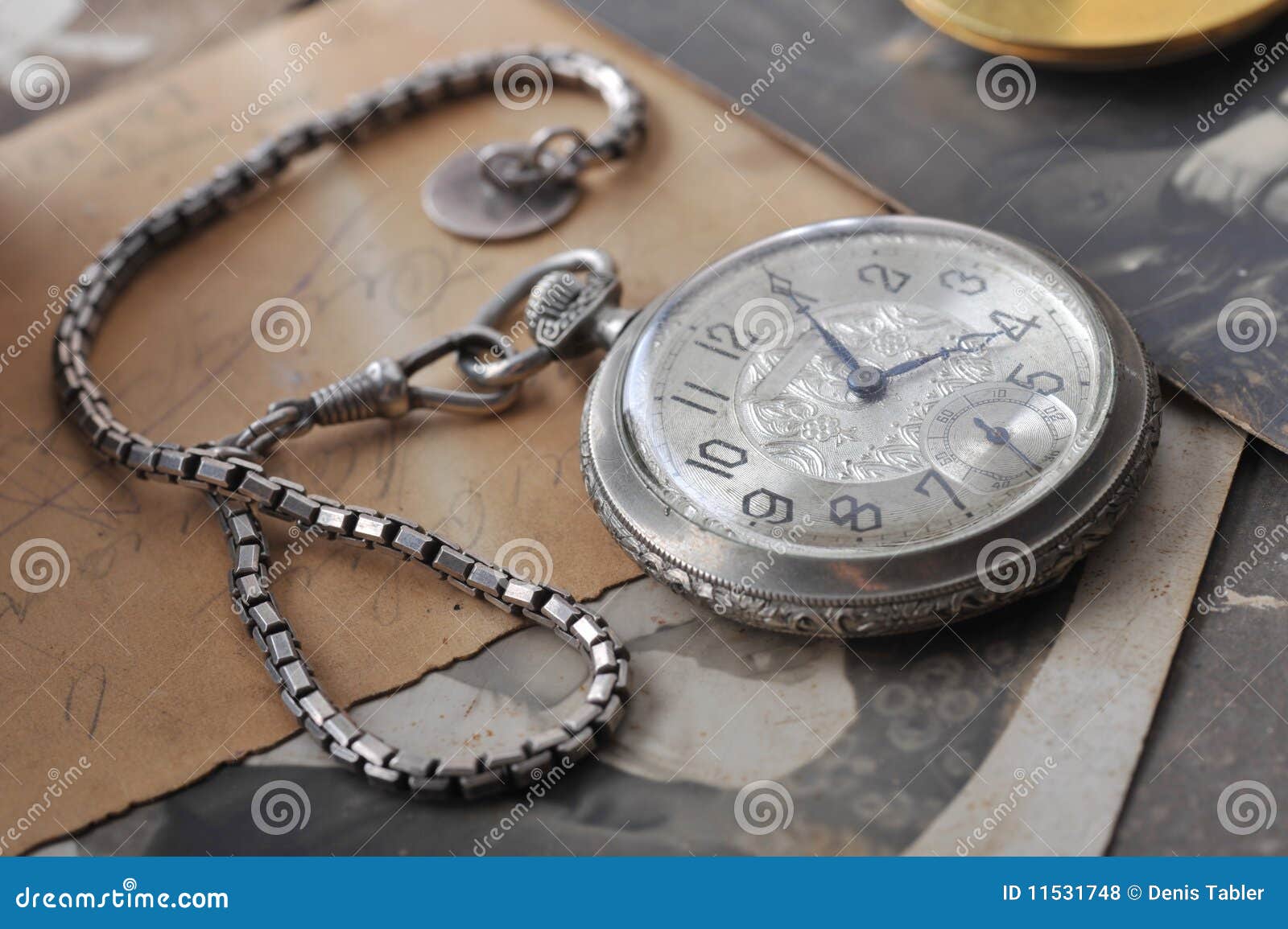 Very Old Watch on the Post Card and Photo Stock Photo - Image of pocket ...