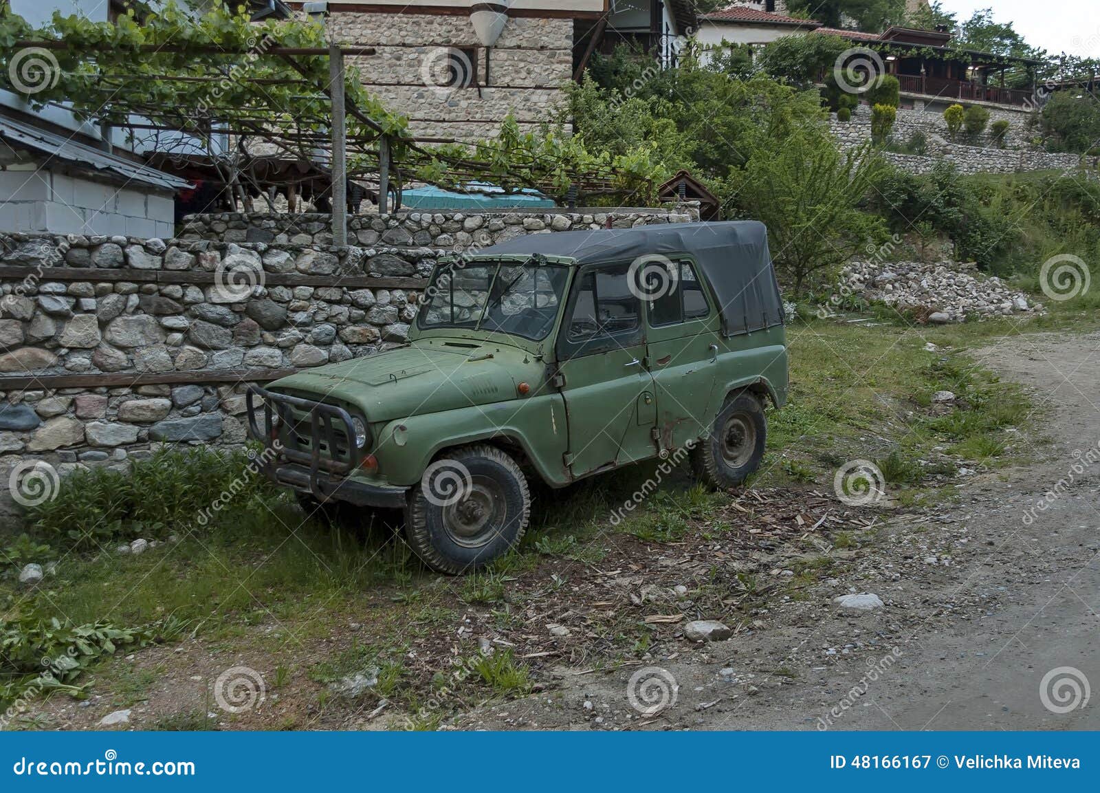 Very old but work jeep stock image. Image of stone, bulgaria - 48166167
