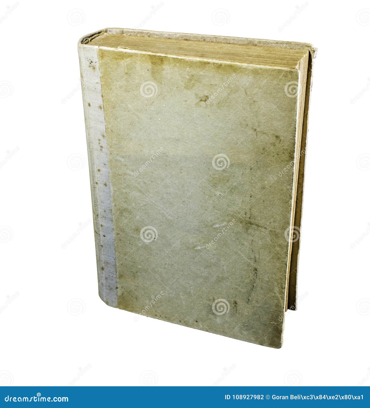 Old and Yellow, Stained Book Standing Up Isolated on White Stock Photo ...