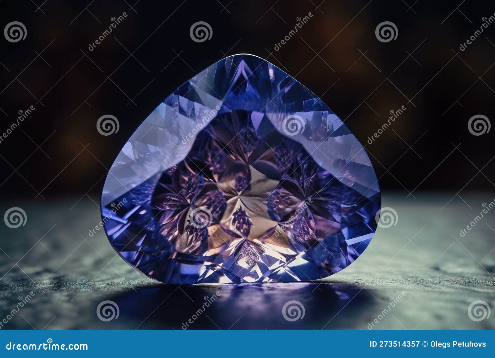 A Very Pretty Blue Diamond on a Table Top with a Dark Background Stock ...