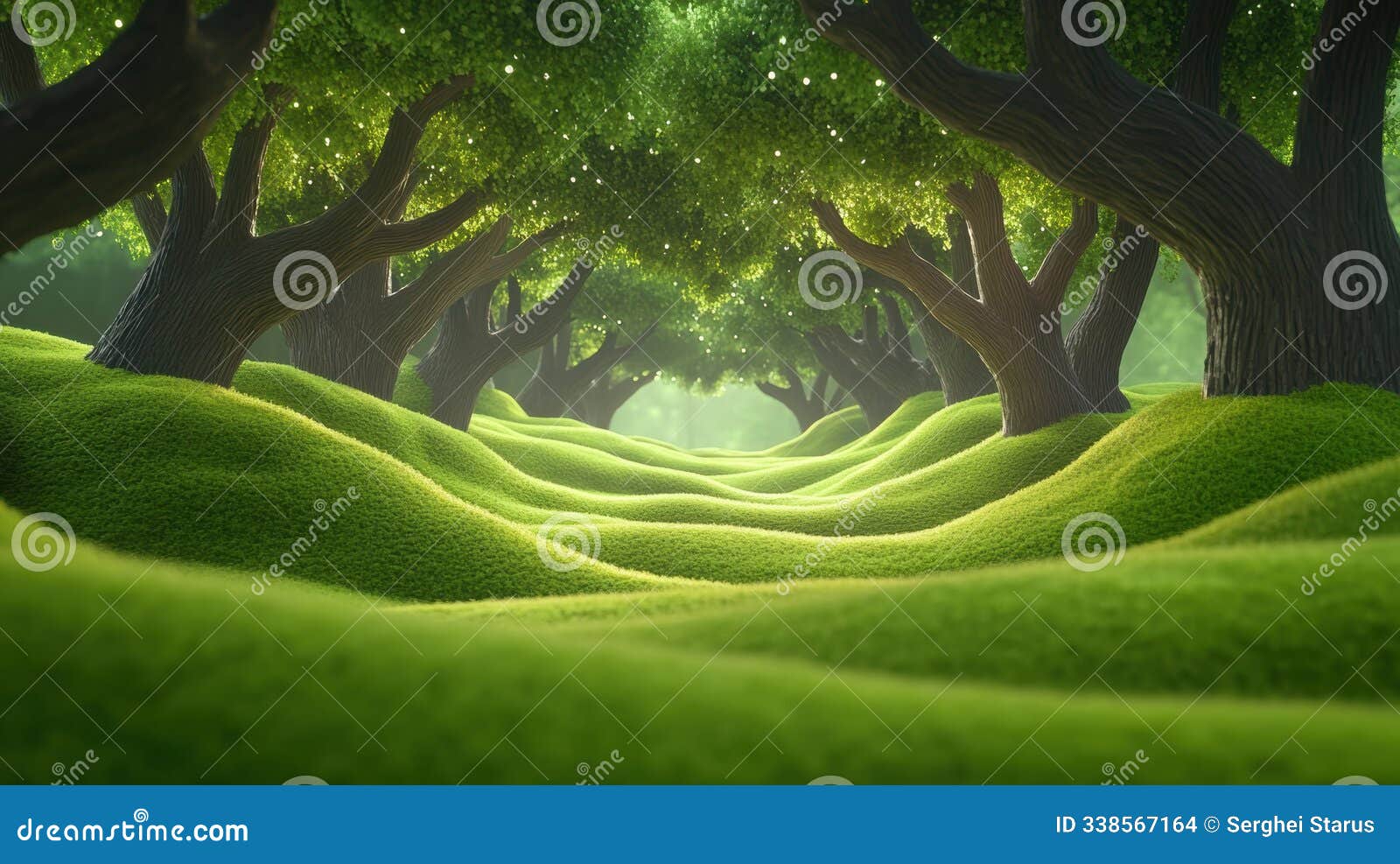 A Very Realistic Looking Forest with Lots of Trees and Grass, AI Stock ...