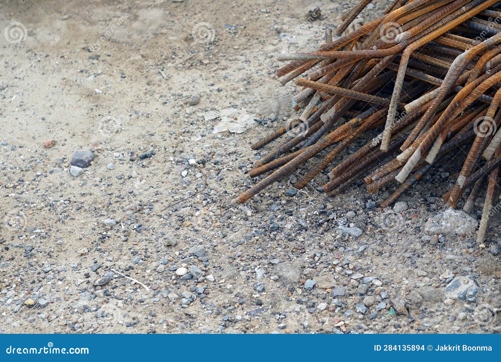 A Very Rust Lot of Iron Rods on the Ground in the Construction Site ...
