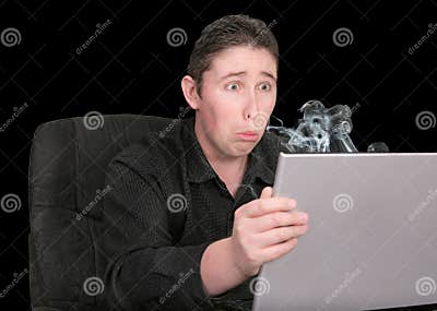 Very Sad at Broken Computer Stock Photo - Image of thirtyish, caucasian ...