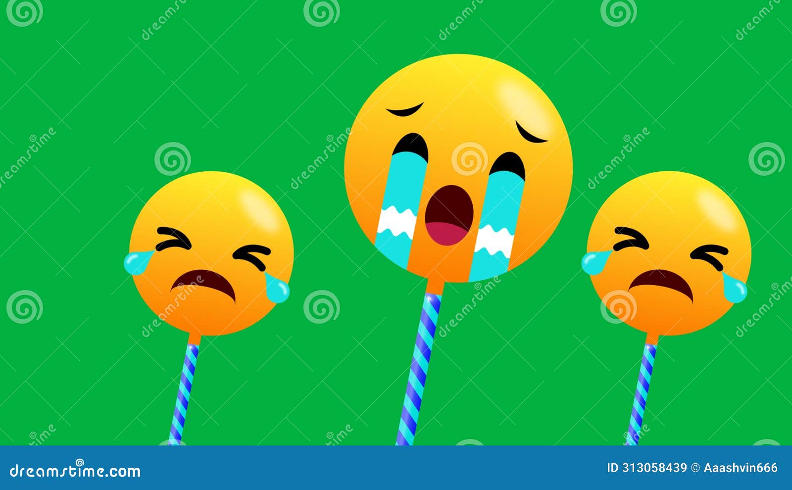 Very Sad and Crying Expression Emoji Stick Isolated Stock Illustration ...