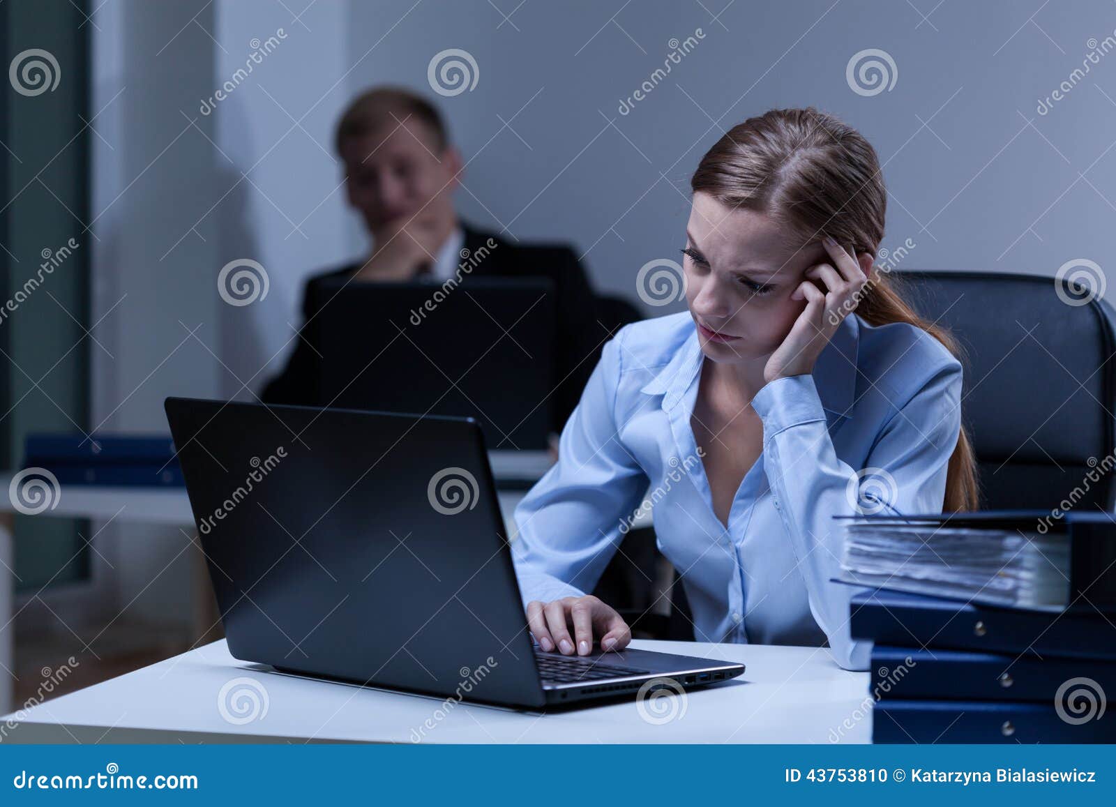 Very sad female worker stock photo. Image of business - 43753810