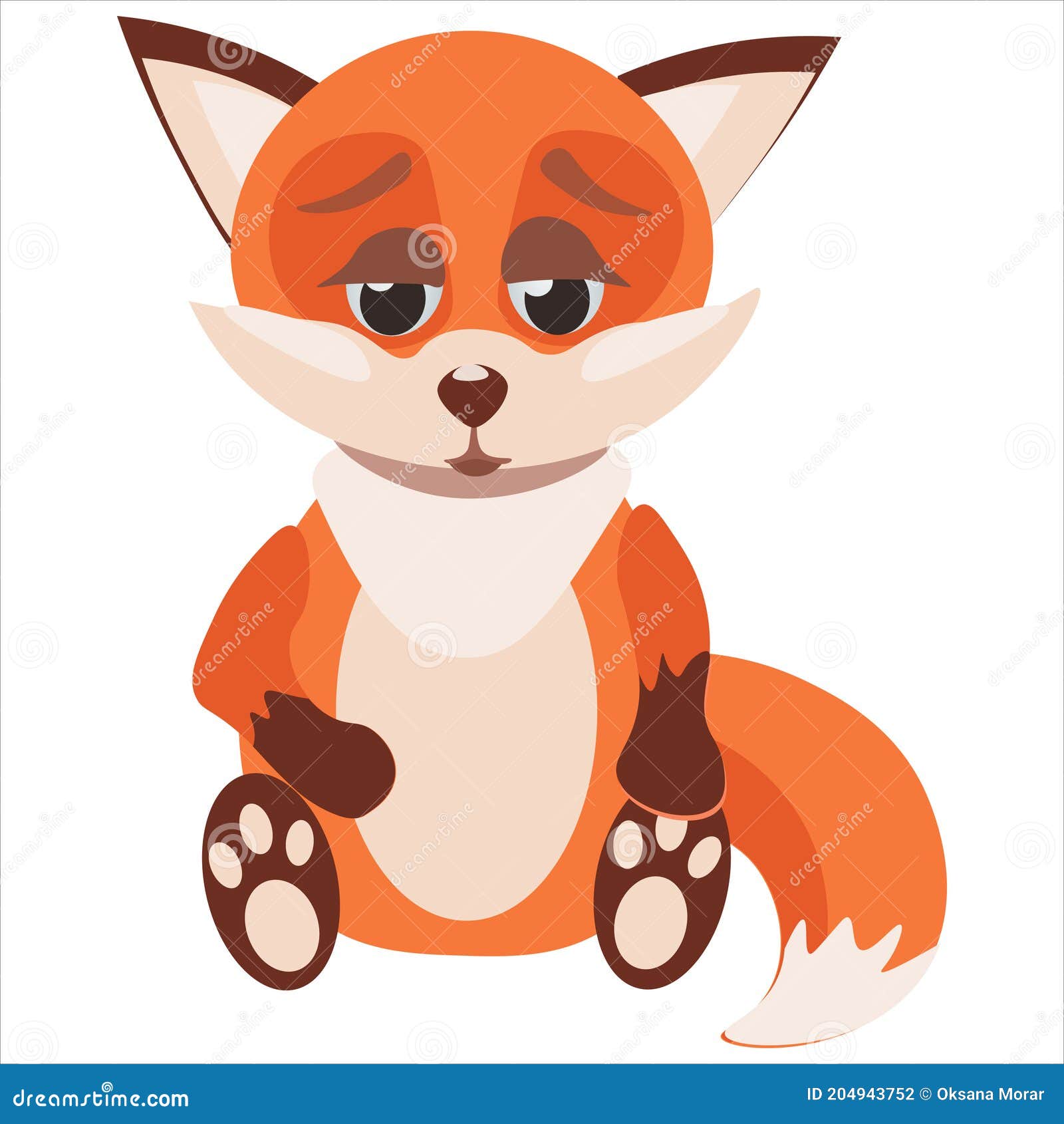 Very sad little red fox stock illustration. Illustration of icon ...