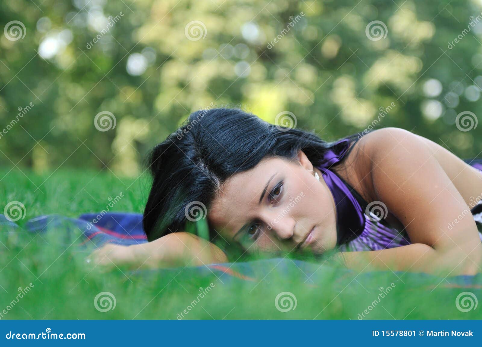Very Sad - Young Woman in Grass Stock Image - Image of depression ...
