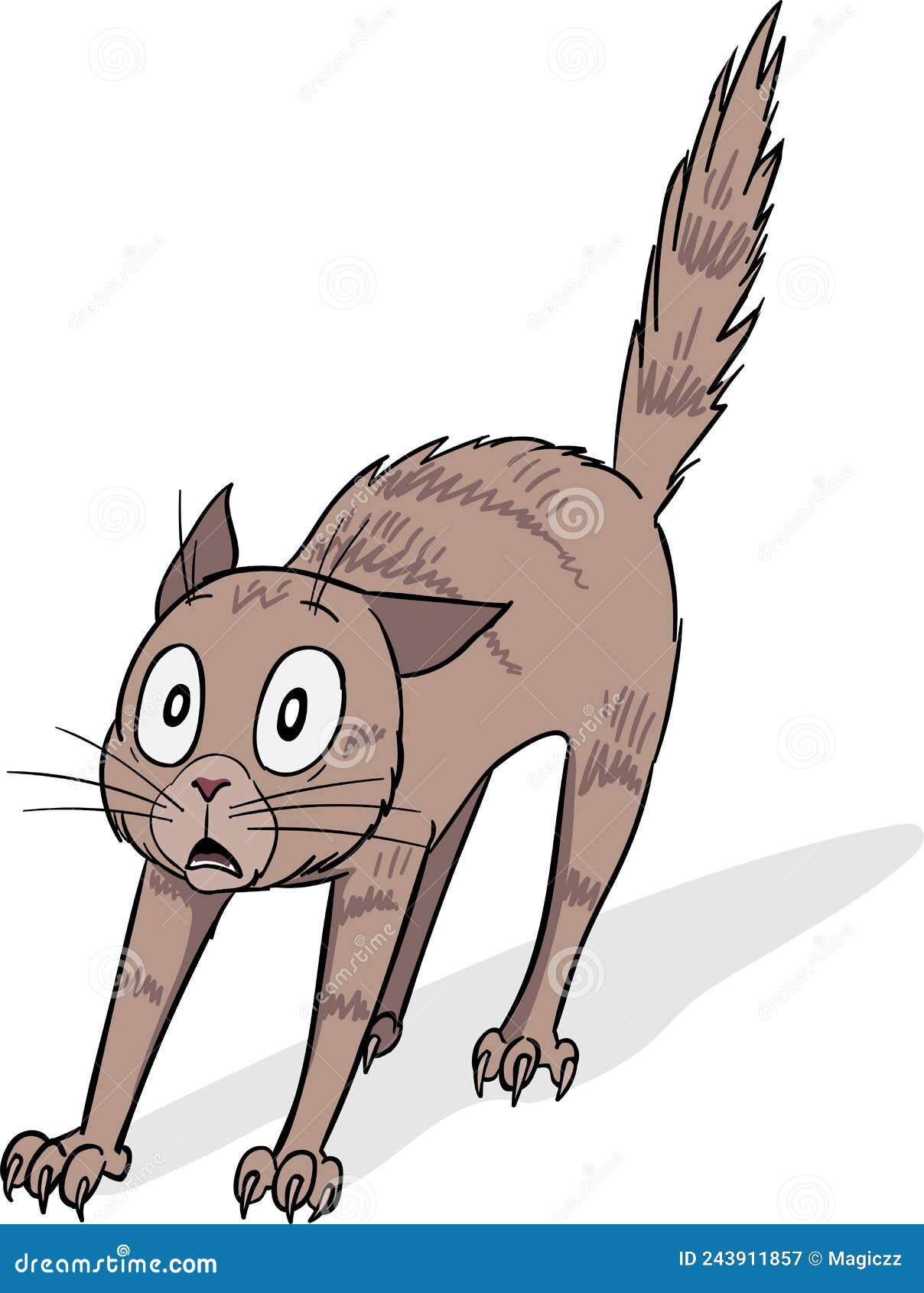 Very Scared Cat, Stood on End Stock Vector - Illustration of tail ...