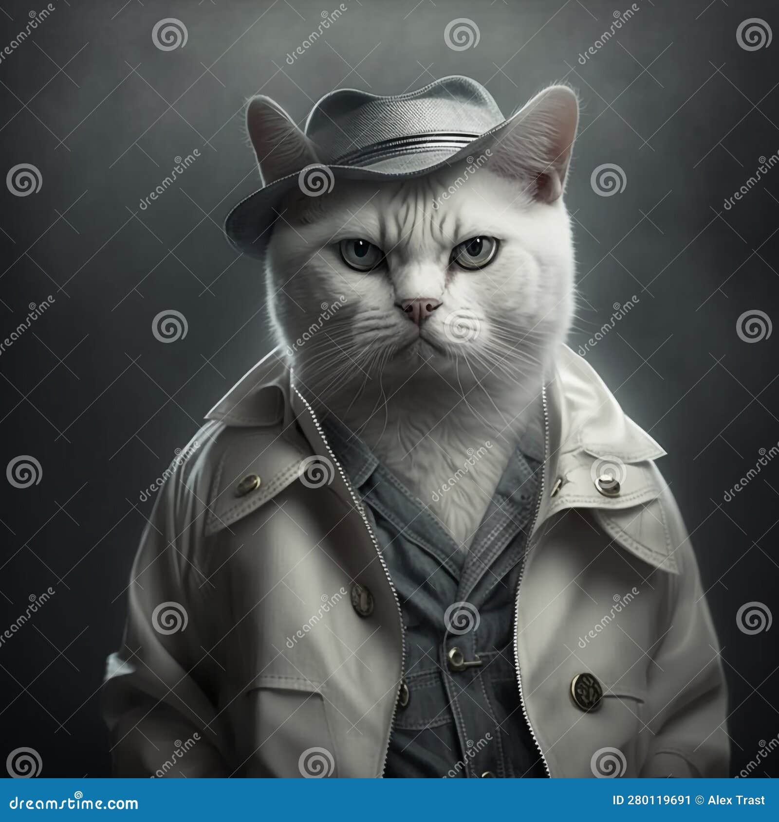 A Very Serious Cat in a Coat. AI Generated Stock Illustration ...