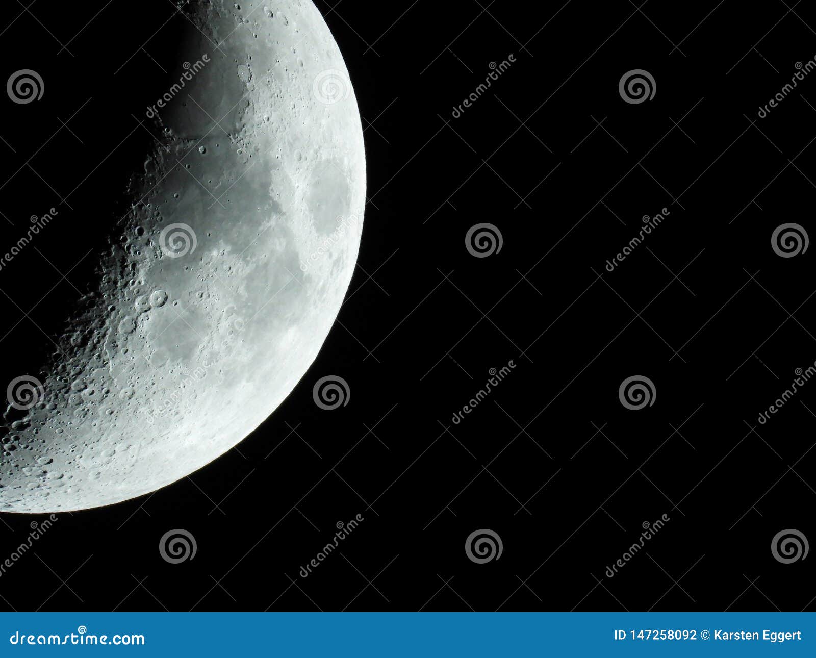 Very Sharp Close-up of the Rising Crescent Moon in the Night Sky Stock ...