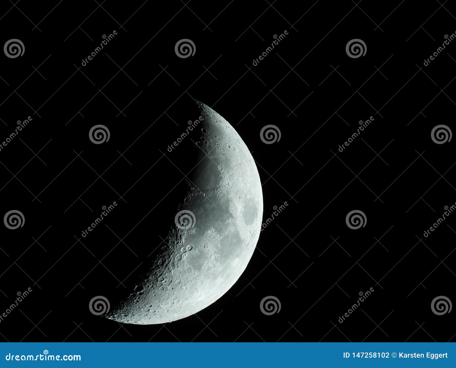 Very Sharp Close-up of the Rising Crescent Moon in the Night Sky Stock ...