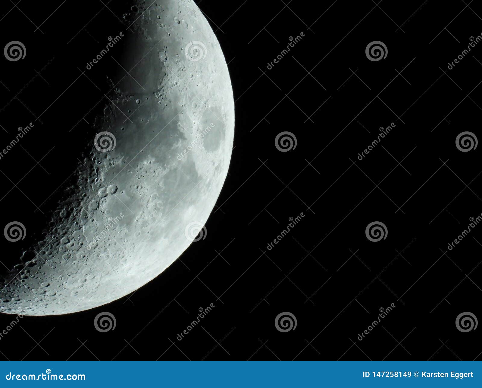 Very Sharp Close-up of the Rising Crescent Moon in the Night Sky Stock ...