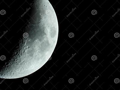 Very Sharp Close-up of the Rising Crescent Moon in the Night Sky Stock ...