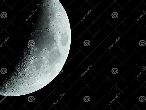 Very Sharp Close-up of the Rising Crescent Moon in the Night Sky Stock ...
