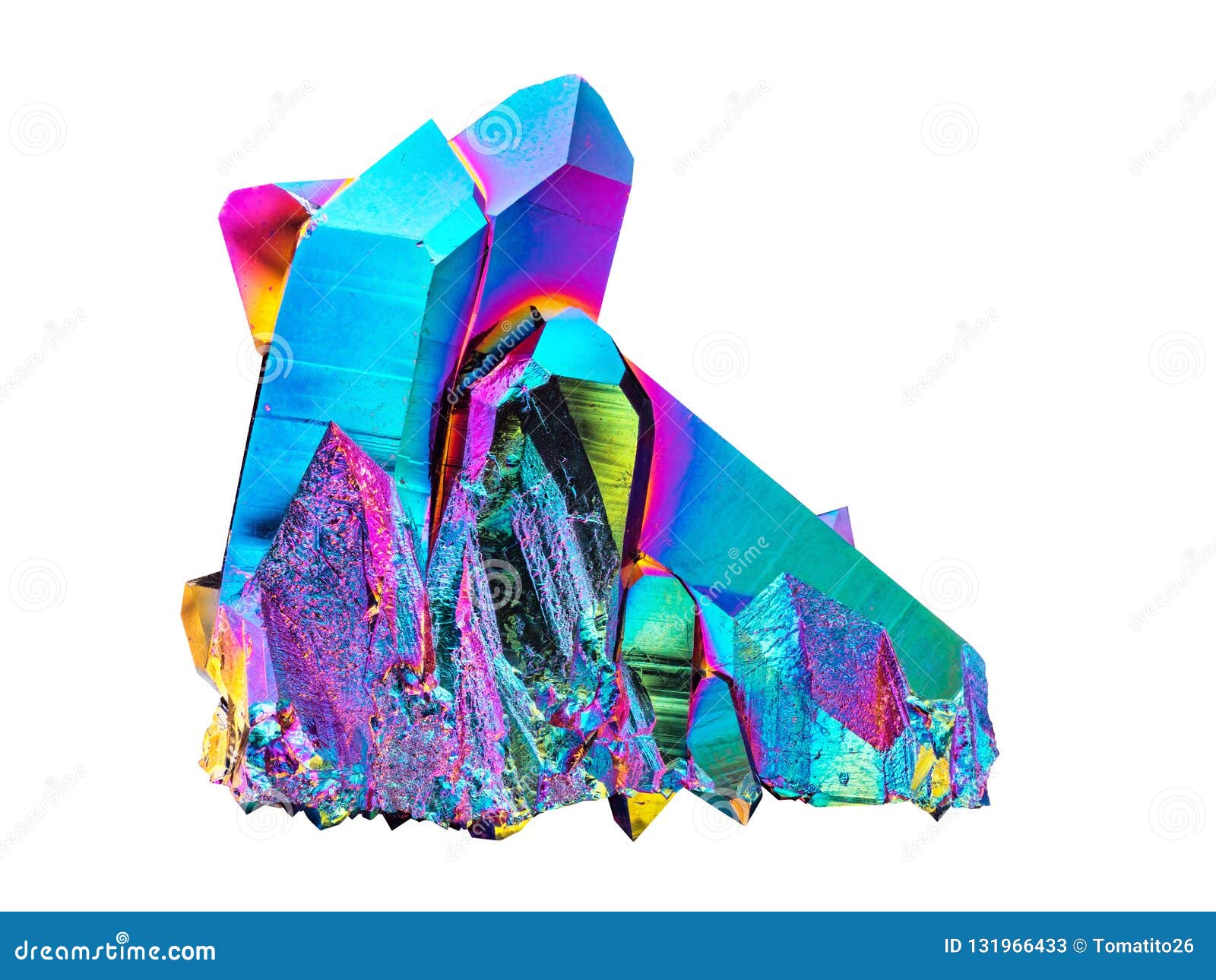 Very Sharp and Detailed Titanium Rainbow Aura Quartz Crystal Cluster ...