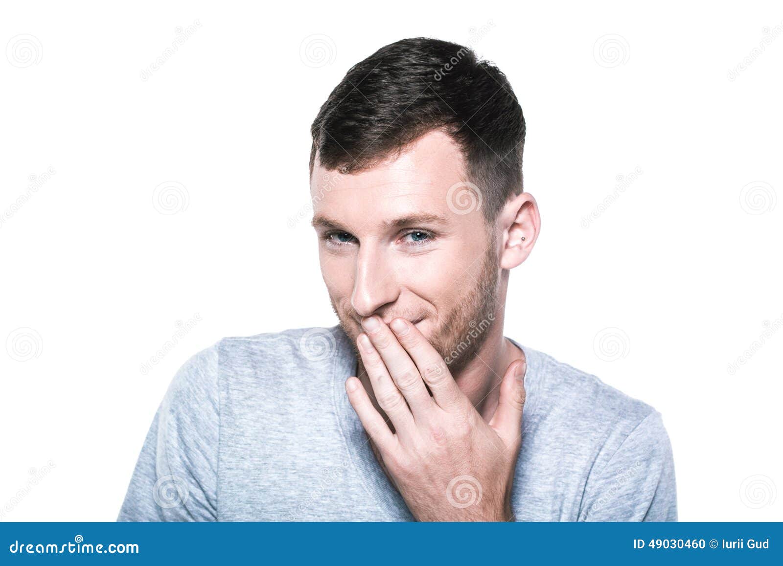 Very shy young man stock photo. Image of brunette, brown - 49030460