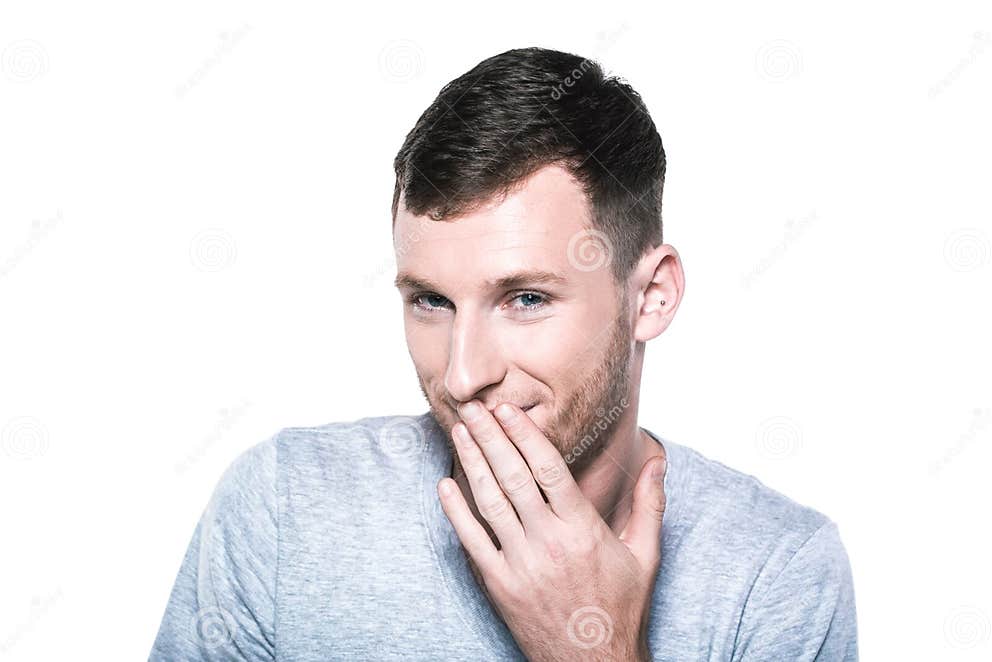 Very shy young man stock photo. Image of brunette, brown - 49030460