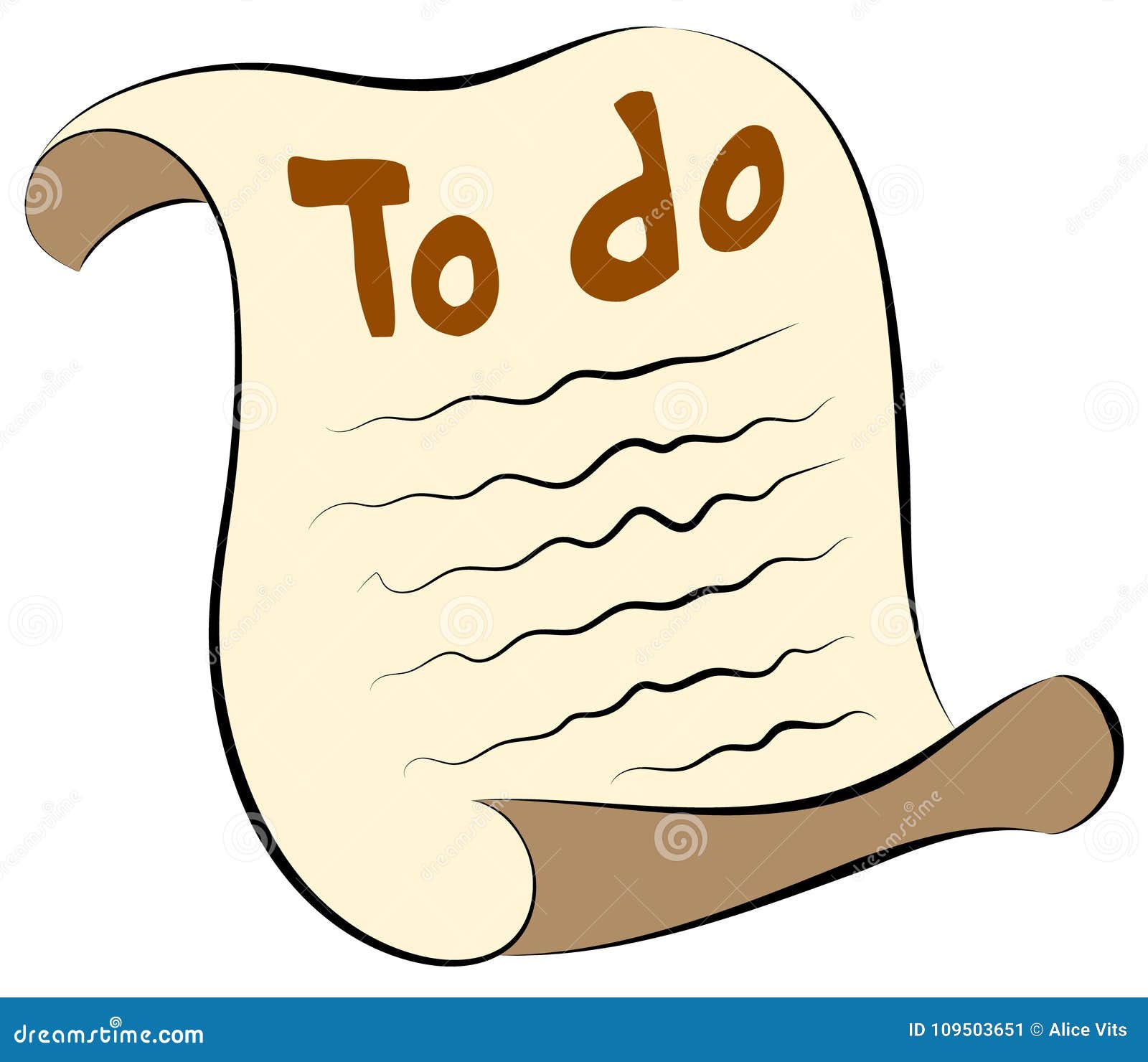 A Very Simple Scroll of Paper with a To-do List, No Background Stock ...