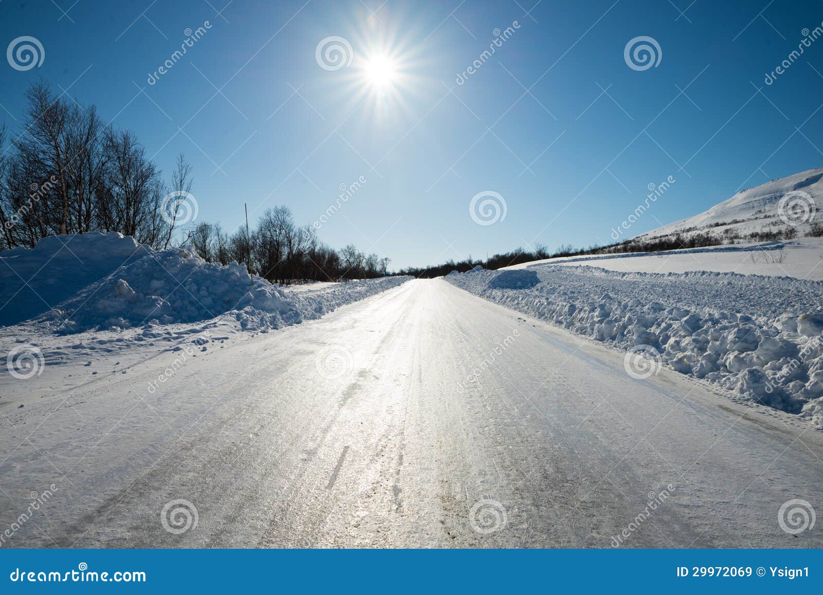 Slippery winter road stock image. Image of environment - 29972069