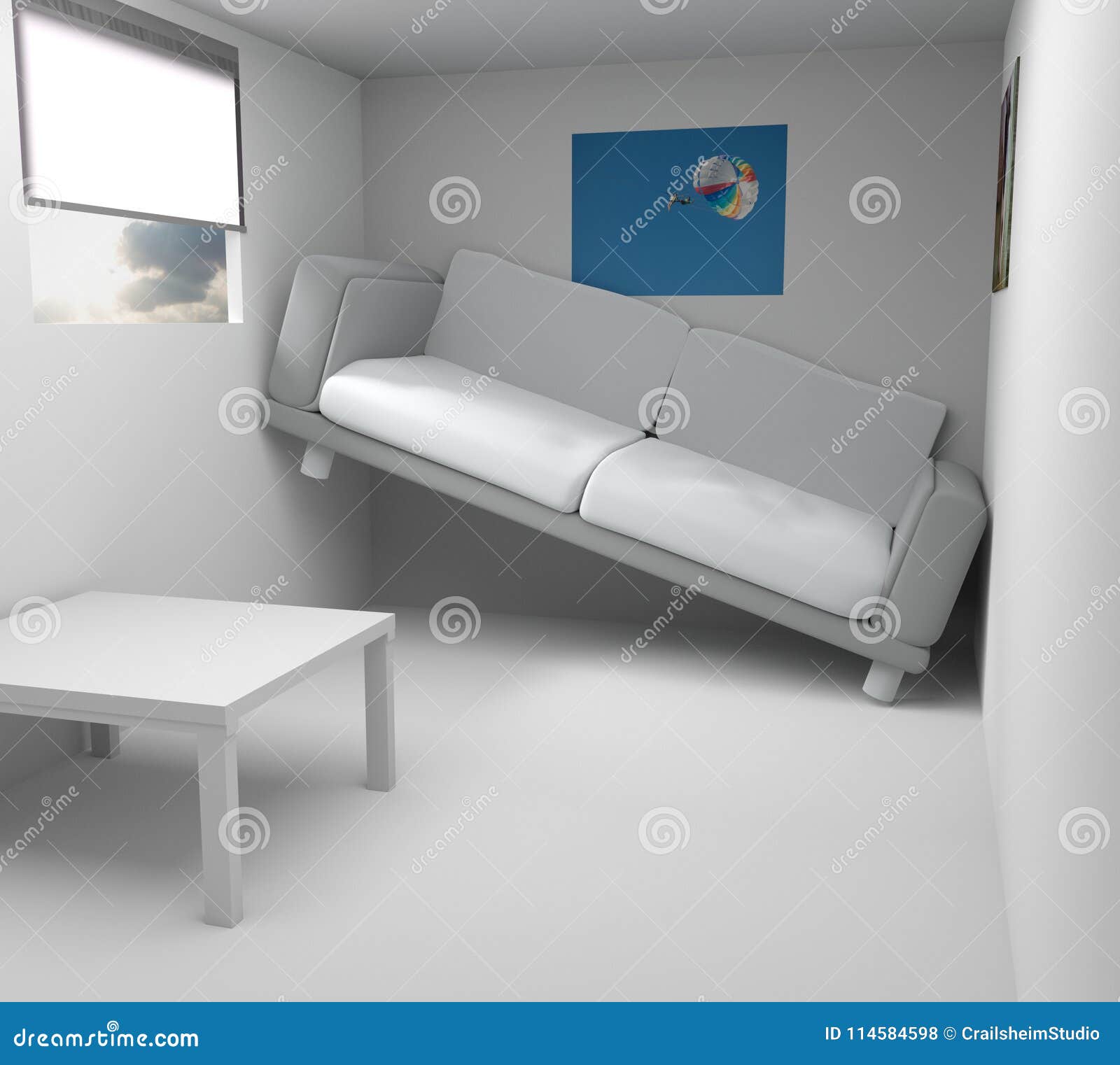 Very Small Modern Room 3d Rendering Stock Illustration - Illustration ...
