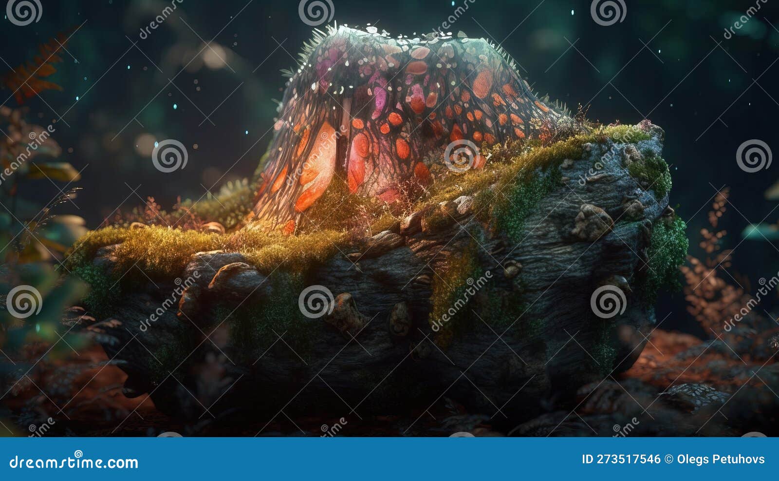 A Very Strange Looking Rock with Moss Growing on Top of it Stock ...