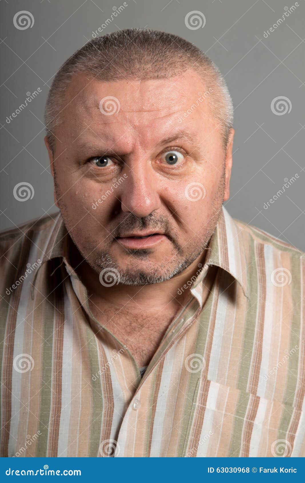 Very Surprised Scared Funny Face Of A Bearded Guy With Open Mouth And ...