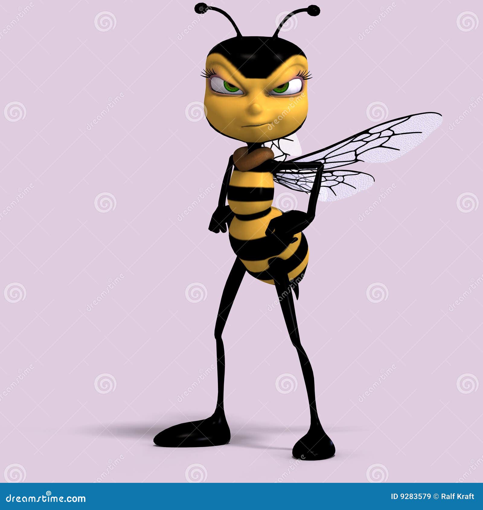 Very Sweet Render of a Honey Bee in Yellow and Stock Illustration ...