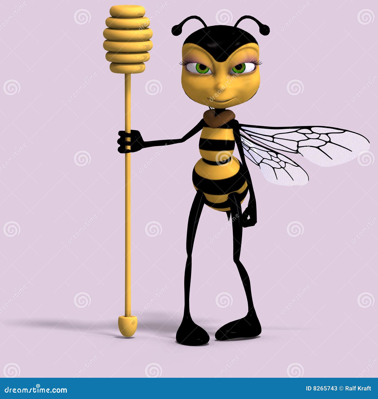 Very Sweet Render of a Honey Bee in Yellow and Bla Stock Illustration ...