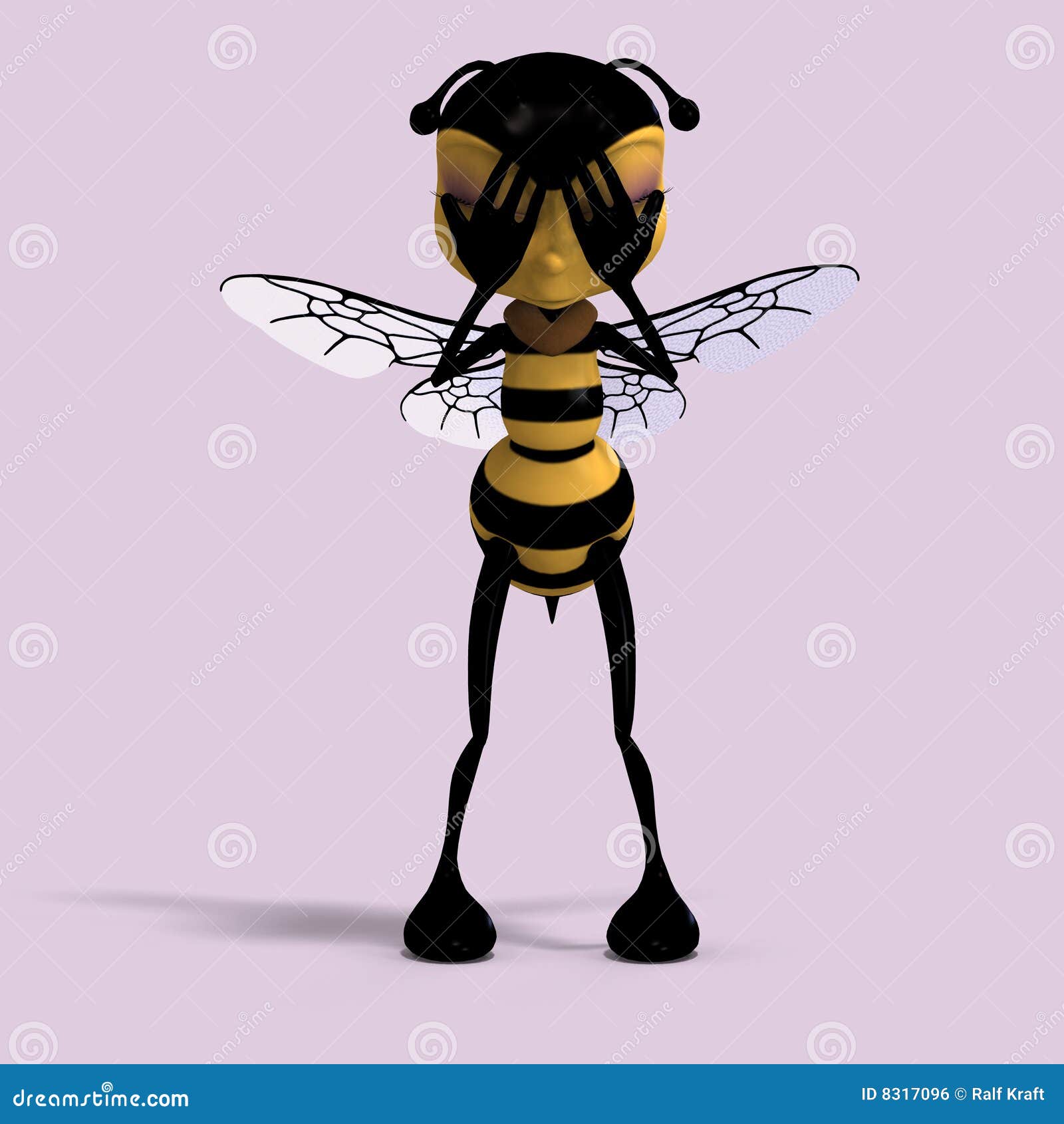 Very Sweet Render of a Honey Bee in Yellow and Bla Stock Illustration ...