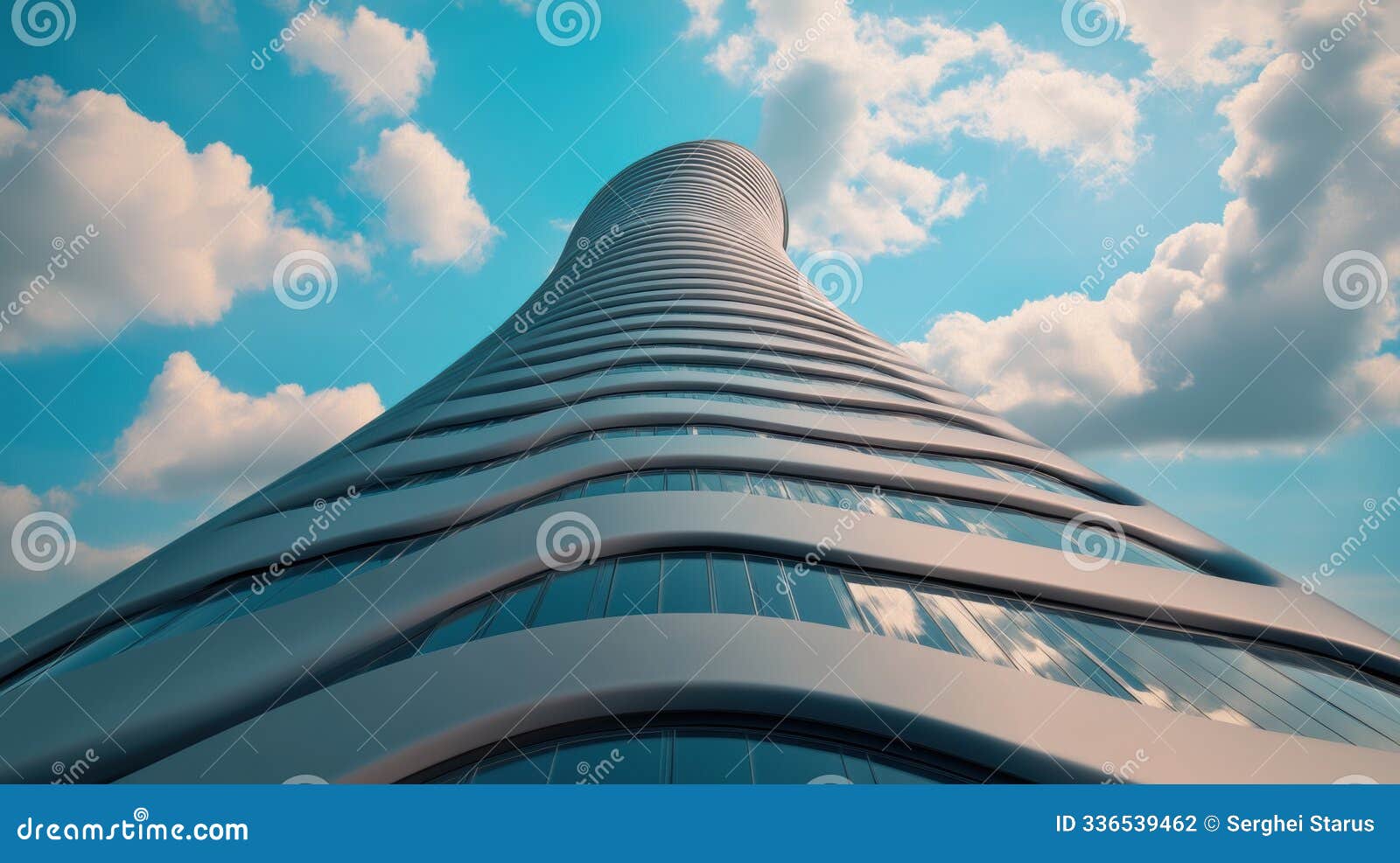 A Very Tall Building with a Curved Design on the Side, AI Stock Photo ...