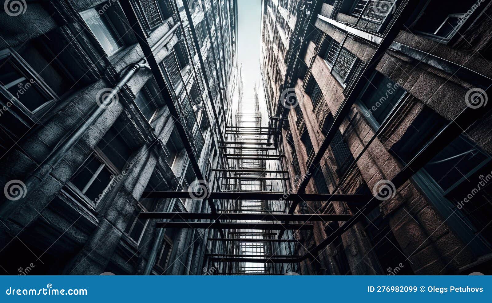 A Very Tall Building with Lots of Windows and a Fire Escape Stock ...