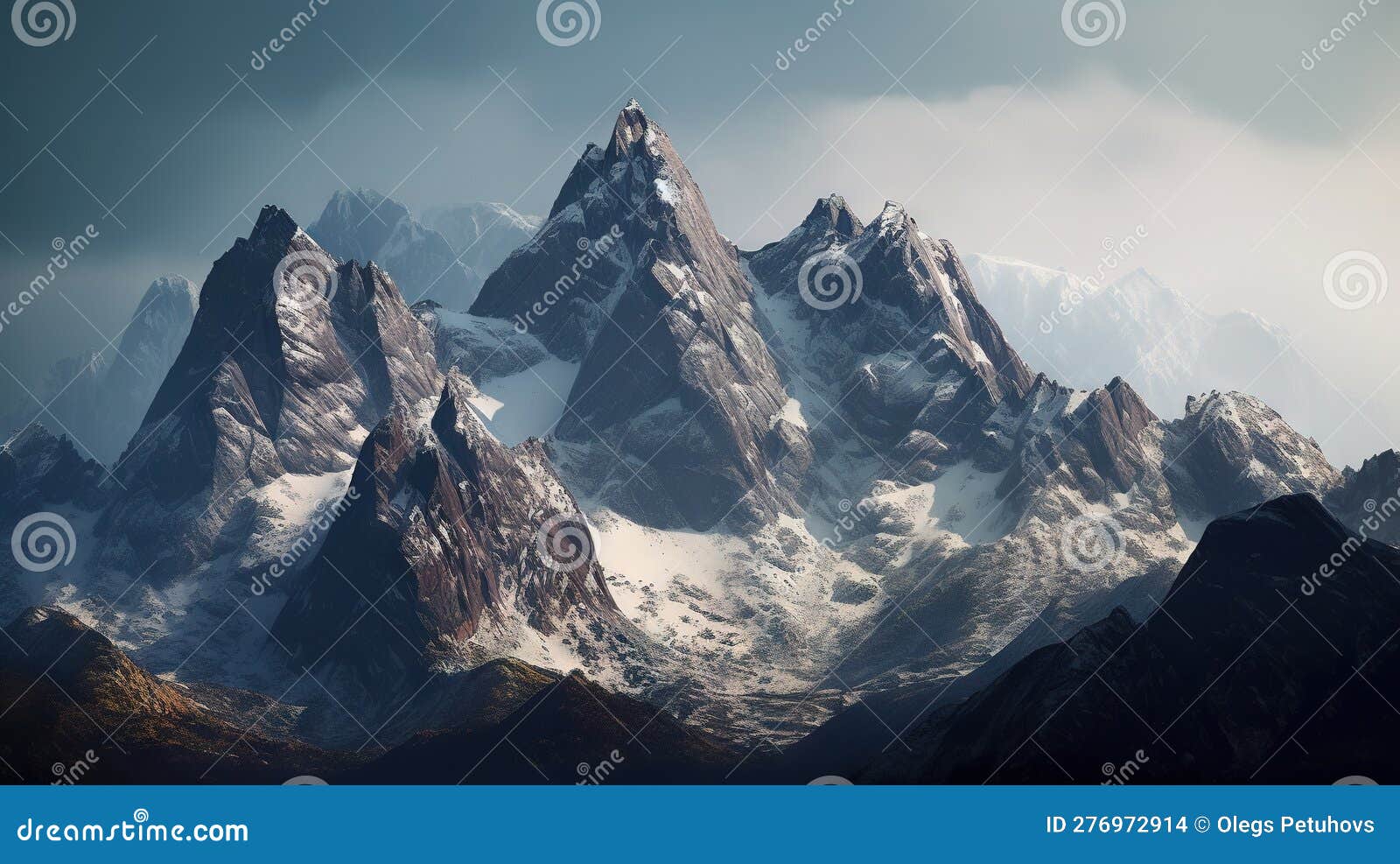 A Very Tall Mountain with a Lot of Snow on it Stock Illustration ...