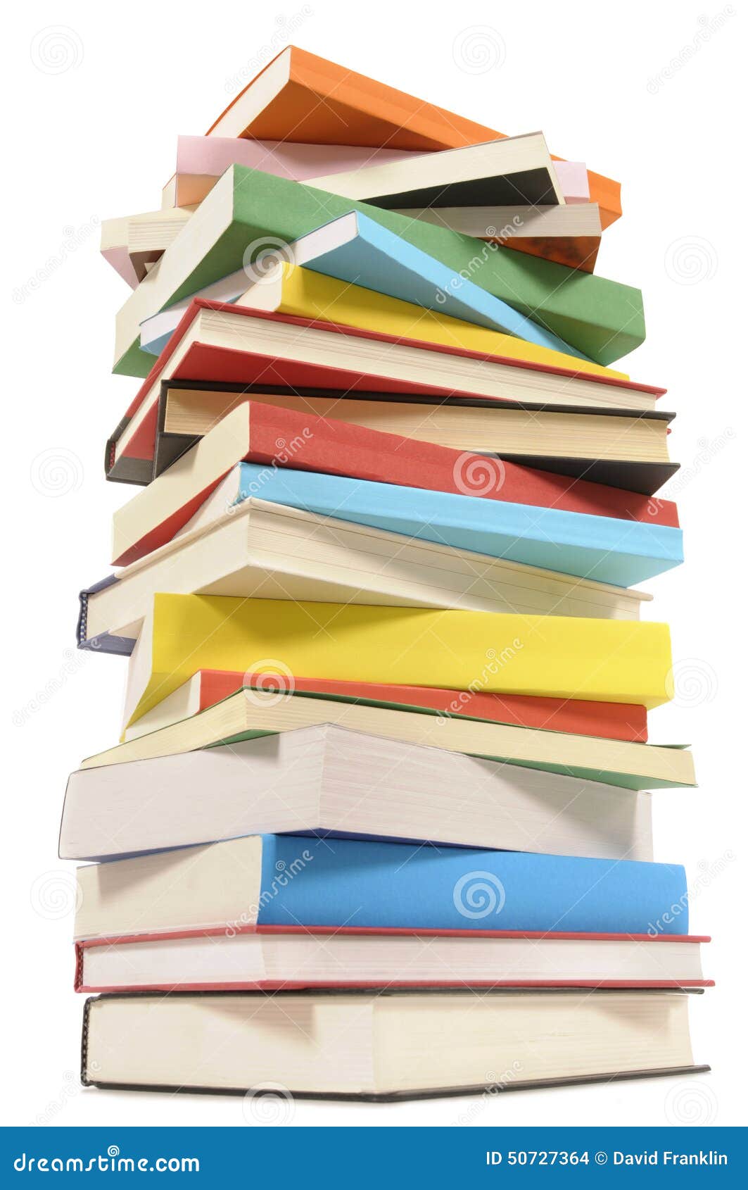 Tall Stack of Books, Vertical, Isolated White Background Stock Photo ...
