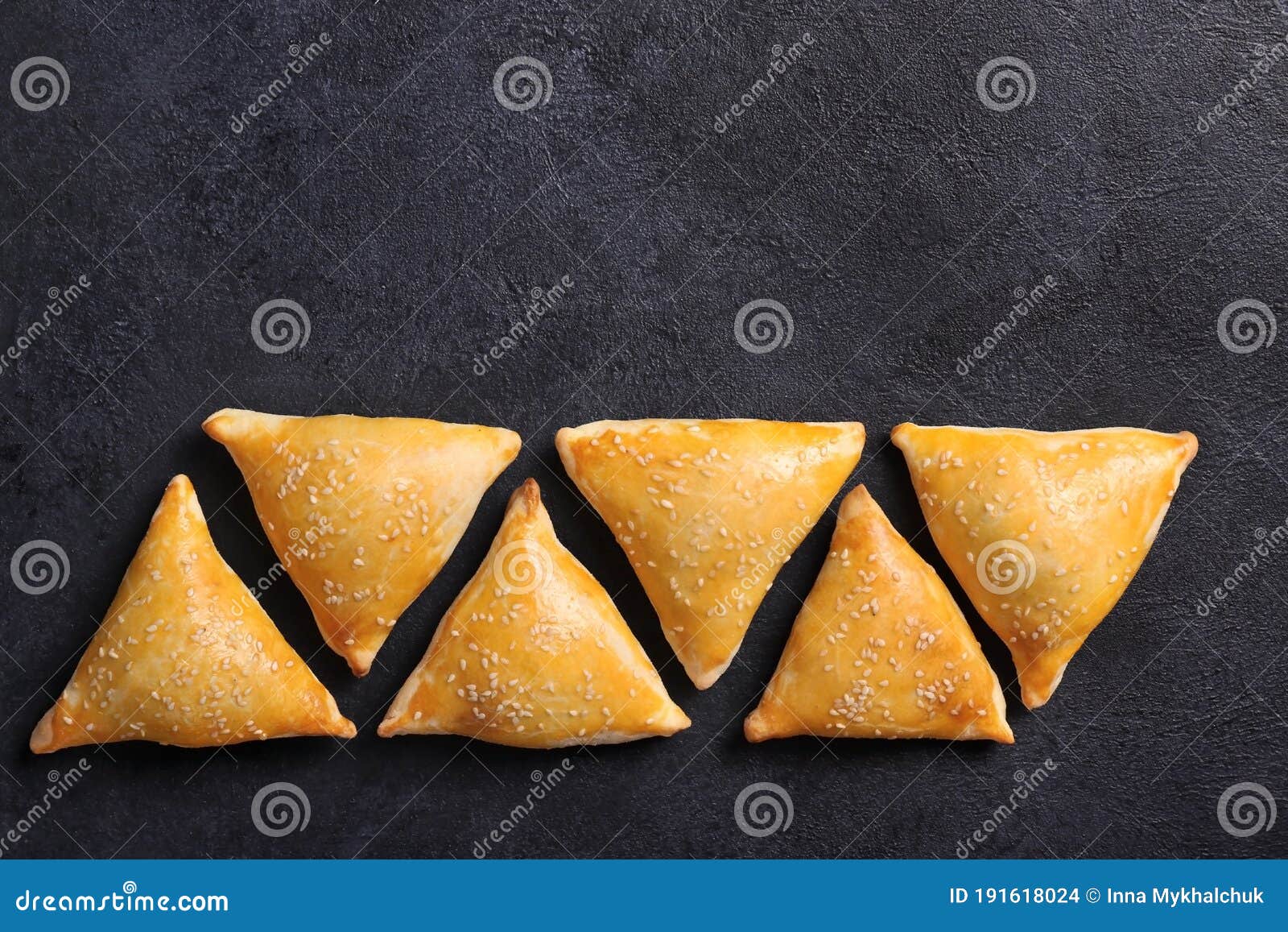 Very Tasty Samosa on a Black Background, Top View. Place for Text Stock ...