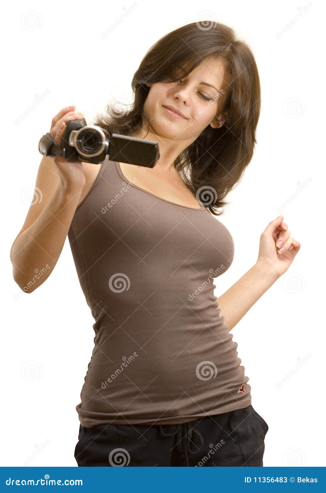 Very tempting cameraman stock image. Image of lens, camera - 11356483