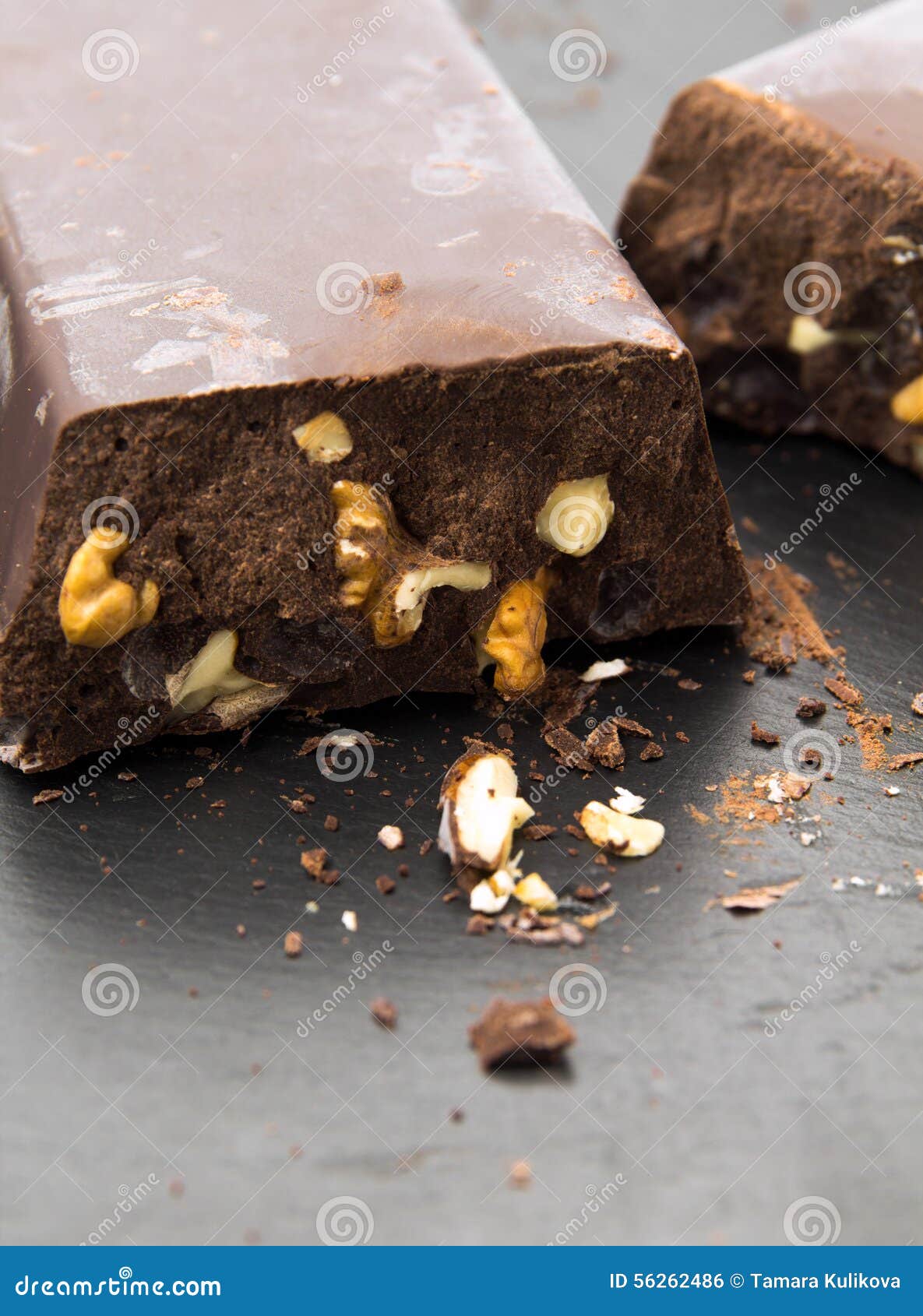 Very Thick Brick of Chocolate with Walnut Stock Photo - Image of spain ...