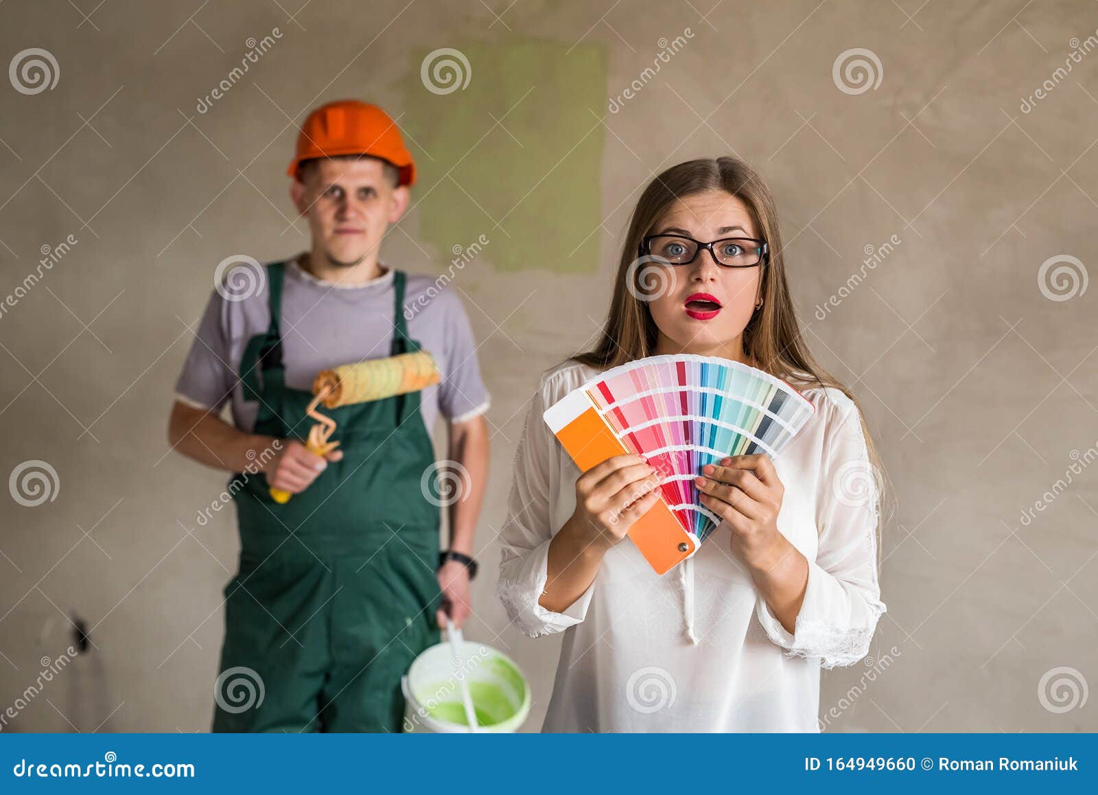 Very Upset Woman of Wrong Wall Colour Stock Photo - Image of home ...