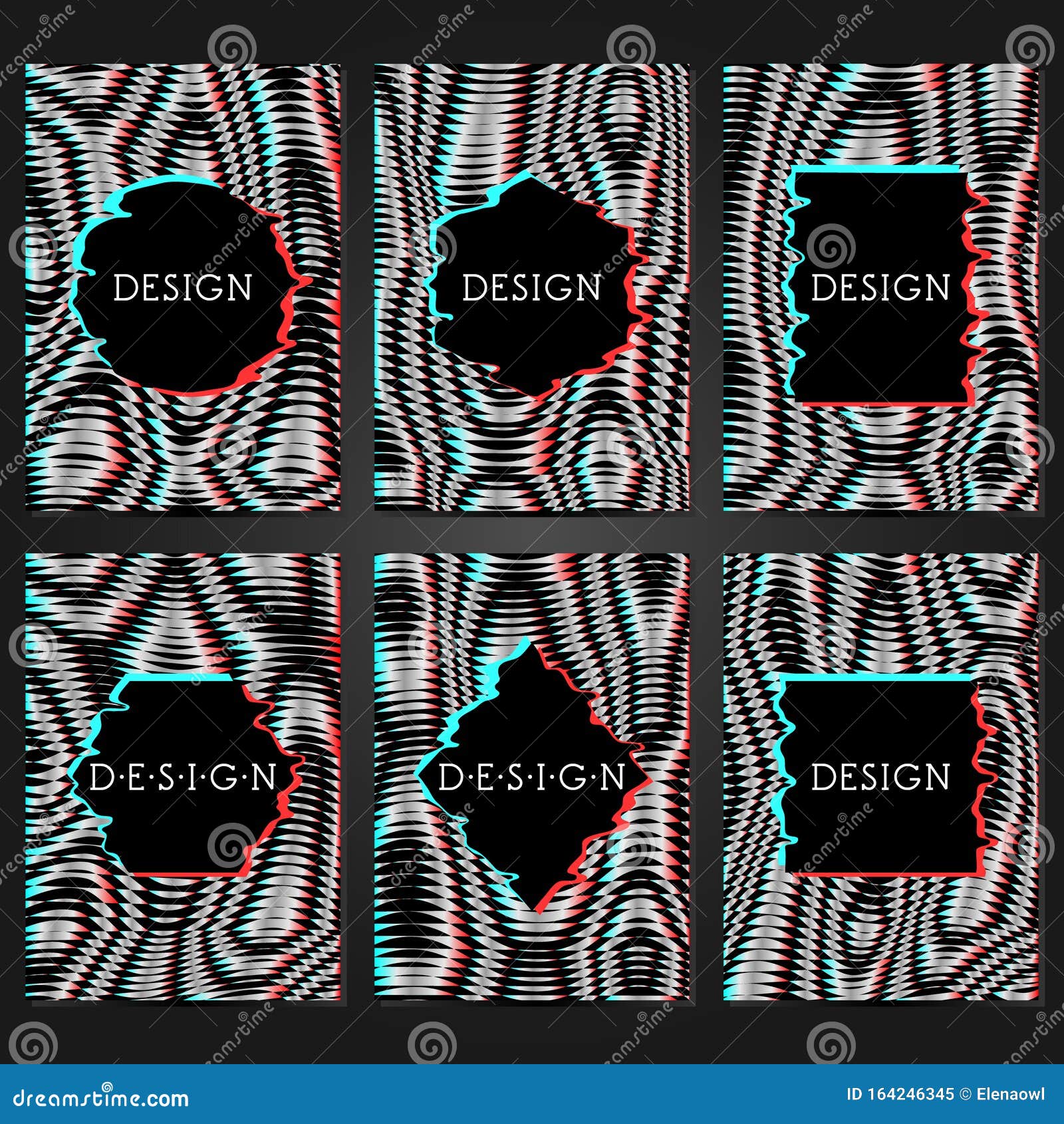 Verzameling Van 6 Kaartmalplaatjes Met Glitch Effect En Kader Voor ... Verzameling Van 6 Kaartmalplaatjes Met Glitch Effect En Kader Voor ...