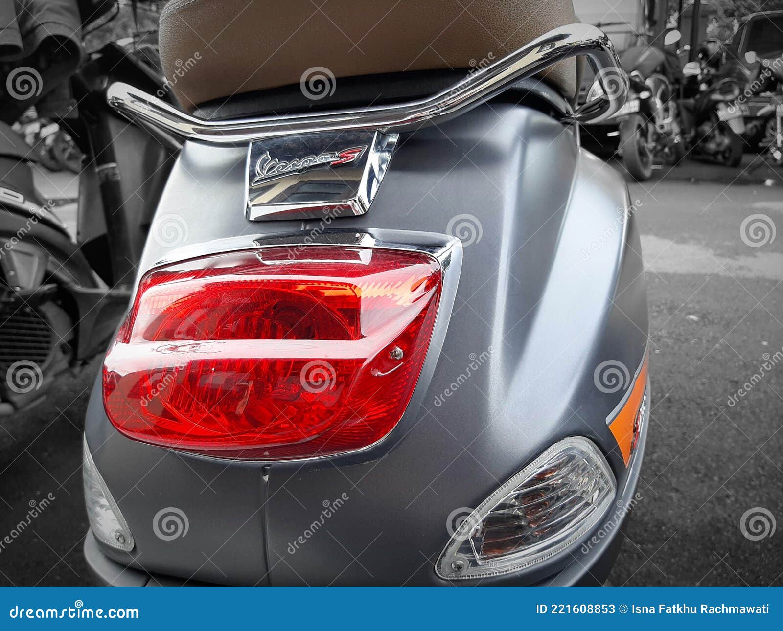 Vespa motorcycle rear editorial stock photo. Image of sedan - 221608853