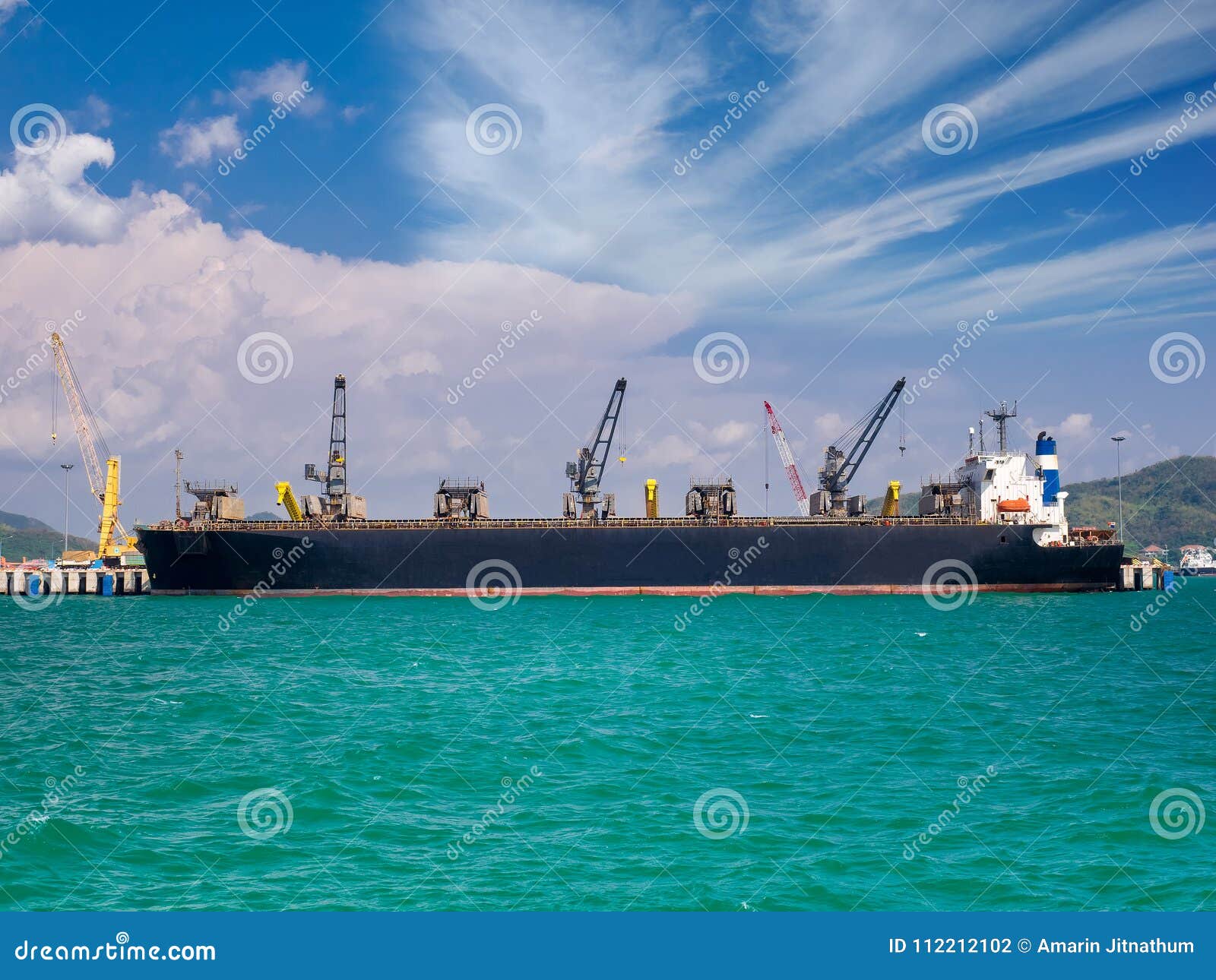 Vessel alongside at port. stock photo. Image of background - 112212102