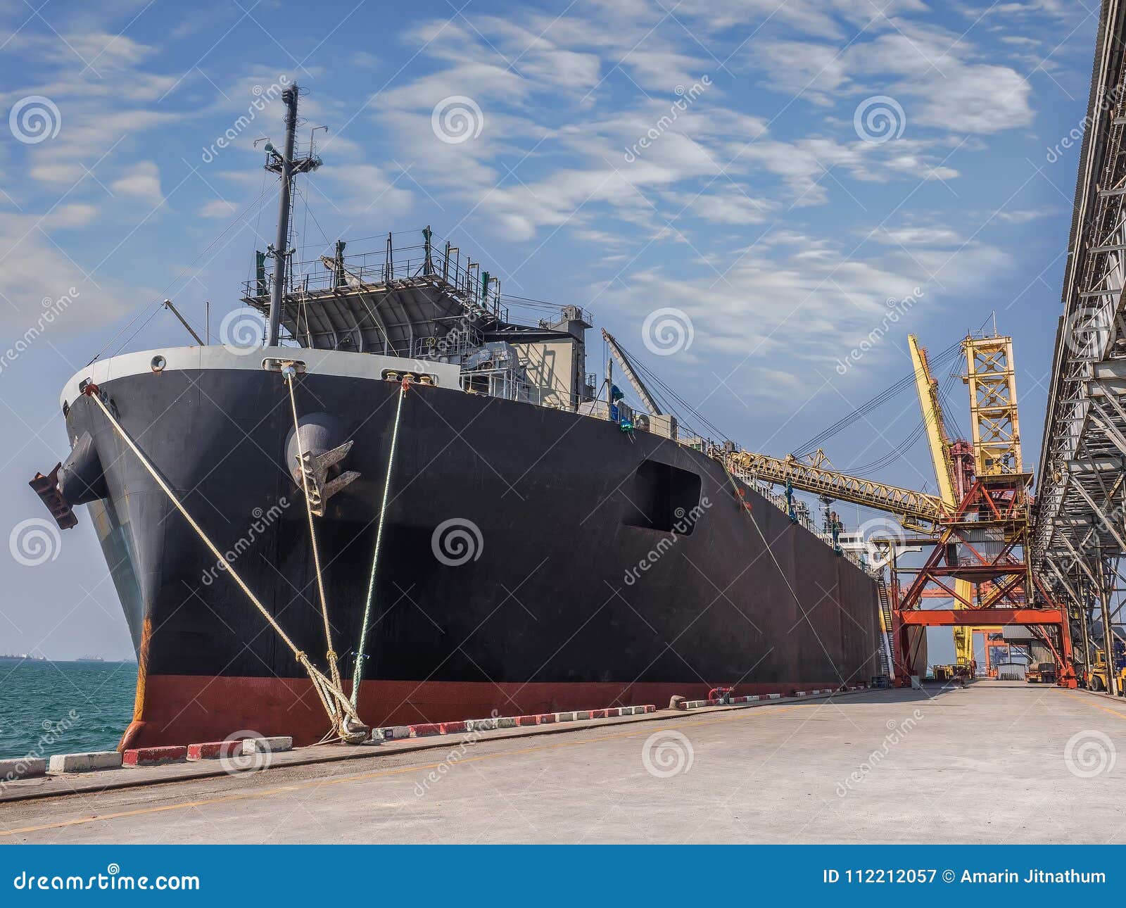 Bulk Vessel Loading Onboard. Stock Image - Image of full, jetty: 112212057