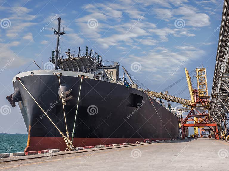 Bulk Vessel Loading Onboard. Stock Image - Image of full, jetty: 112212057