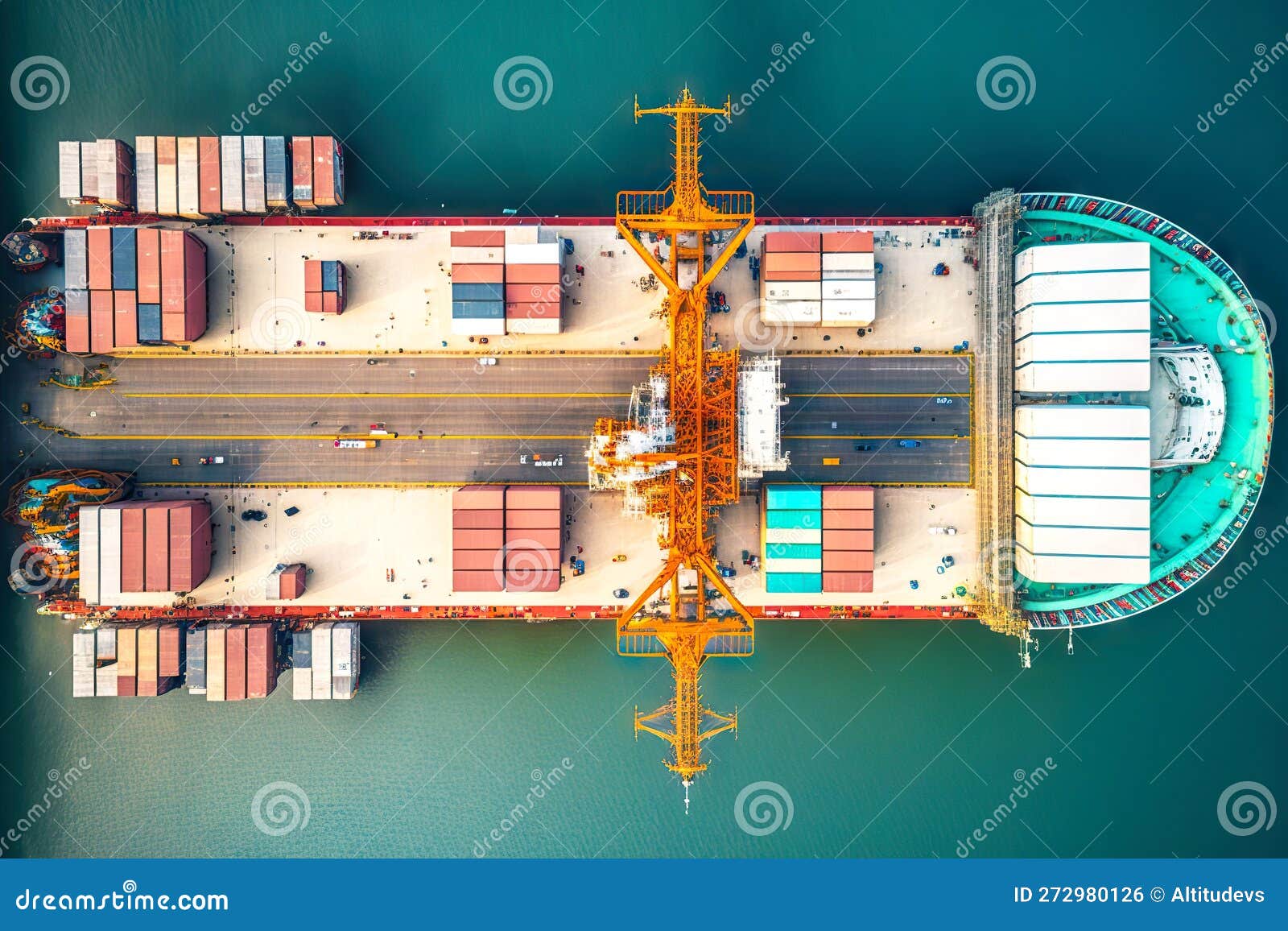 Vessel with Cargo Crane Loading Container at Berth of Cargo Port Stock ...