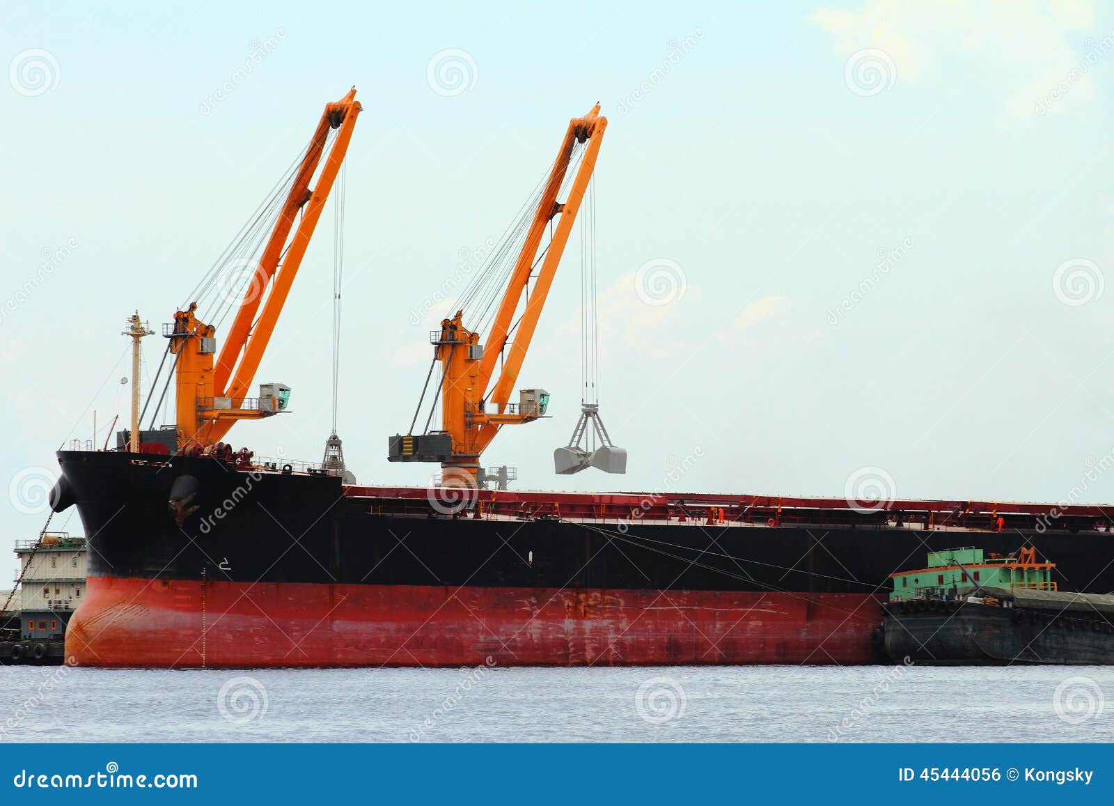 Vessel Cargo With Crane Are Working In The Gulf Royalty-Free Stock ...