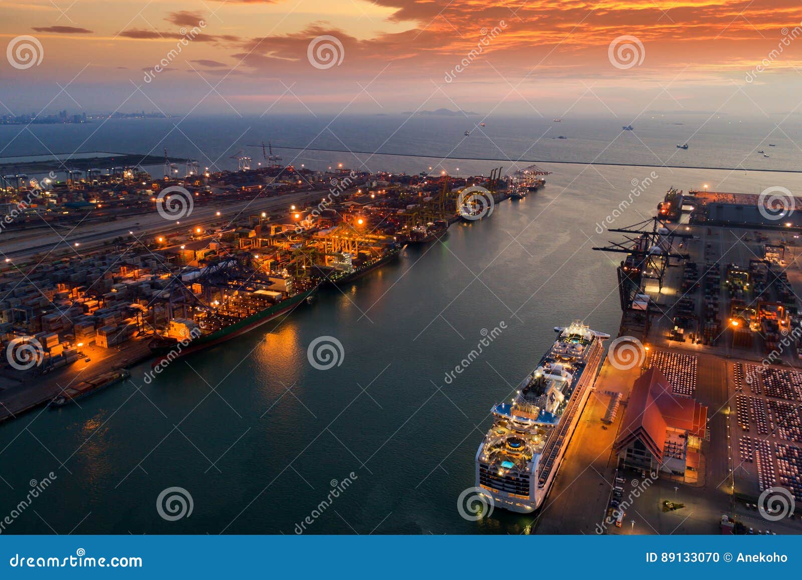 Vessel and Container Box in Logistic Port Stock Photo - Image of ...