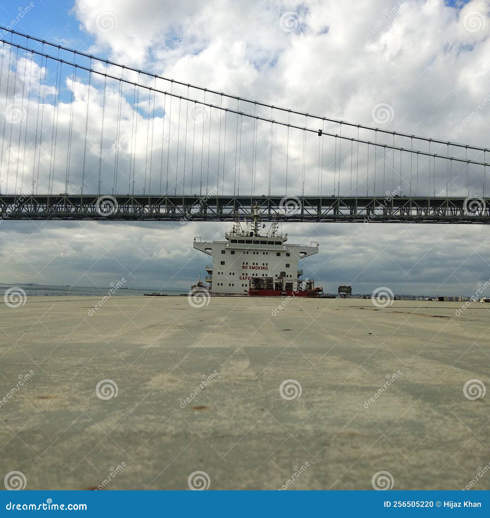 A vessel crossing bridge stock photo. Image of water - 256505220