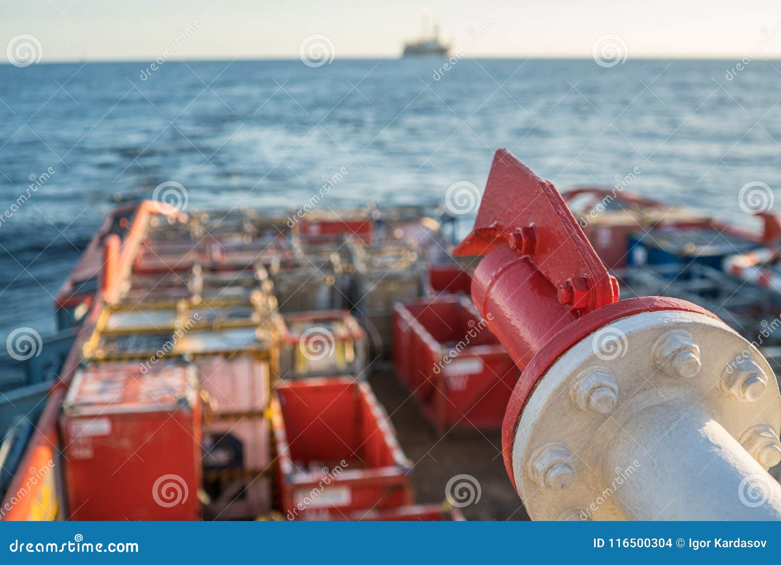 Vessel Fire Fighting System of Offshore Supply Vessel at Sea Stock ...