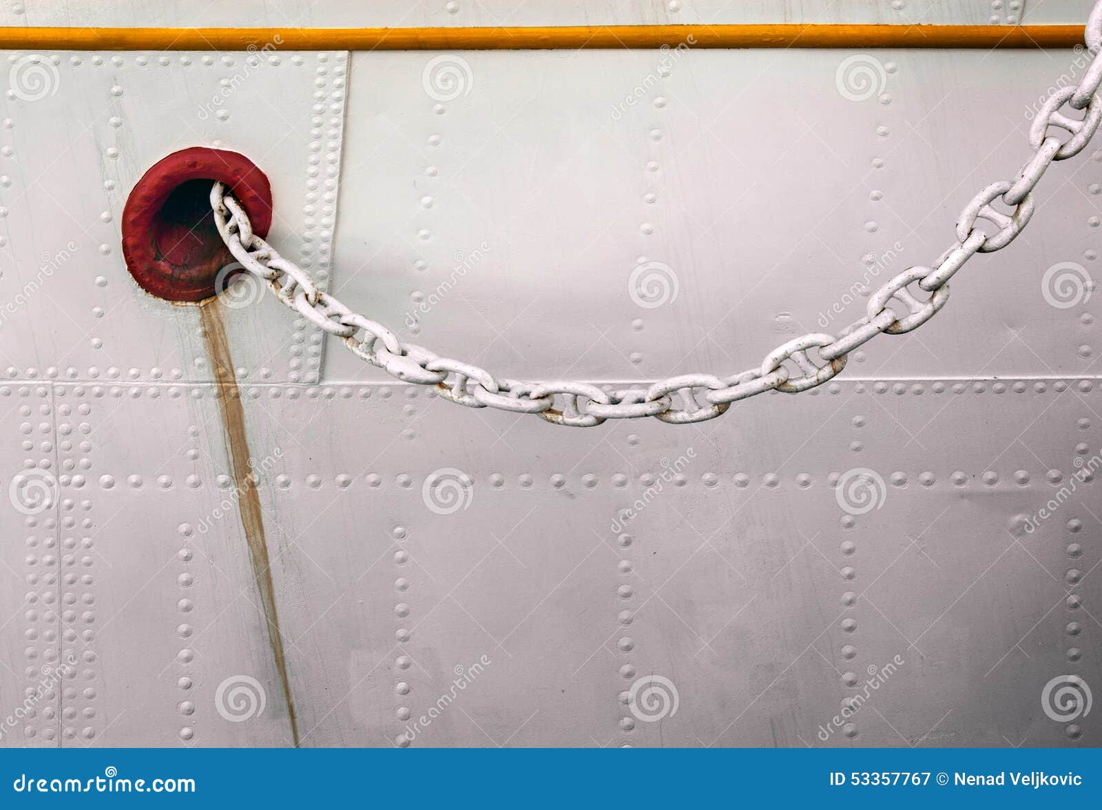 Vessel side with chains stock image. Image of strength - 53357767