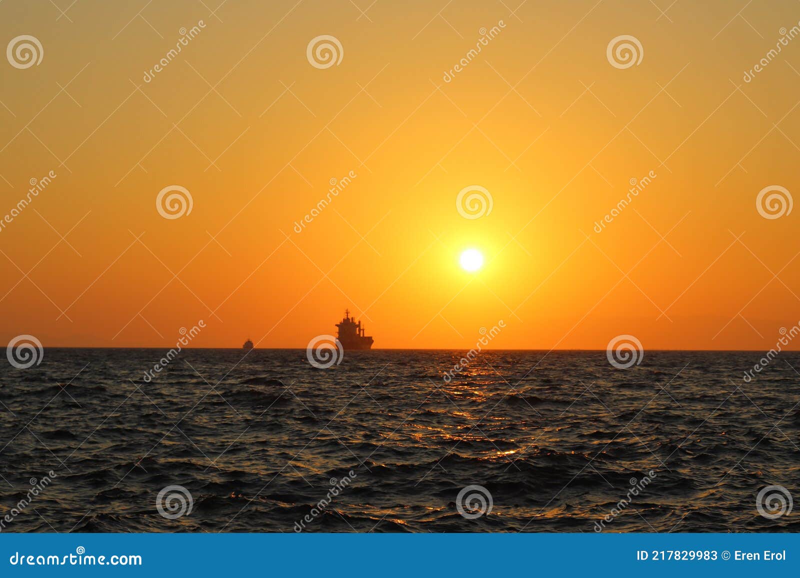 Vessel at Sunset stock image. Image of destination, ship - 217829983