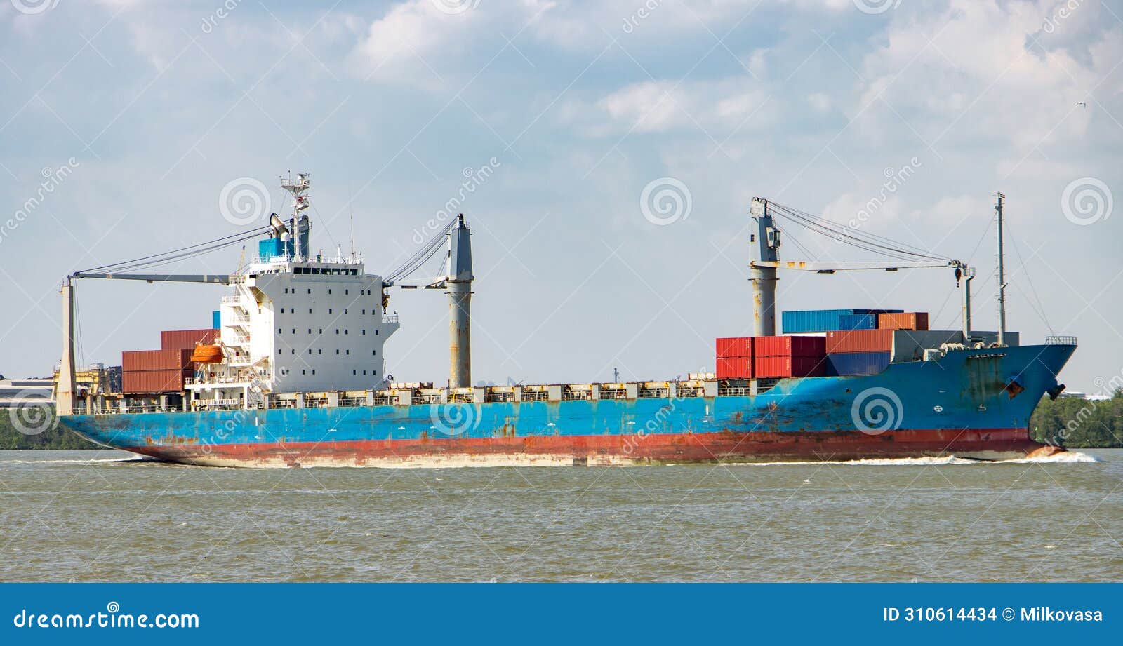The Vessel Type Container Ship Loaded of Containers Stock Photo - Image ...